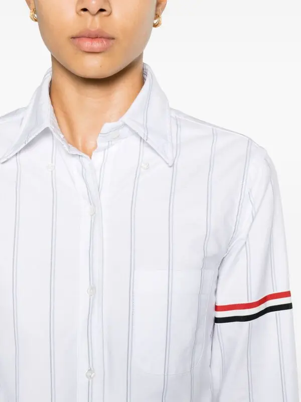 Thom Browne Striped Cropped Shirt - White