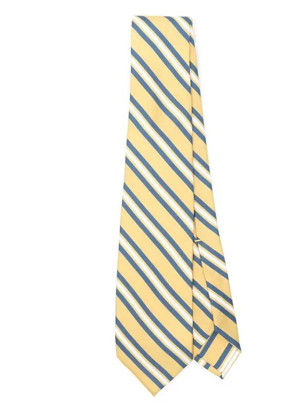 BARBA NAPOLI Silk Stripe-pattern Tie - Yellow
