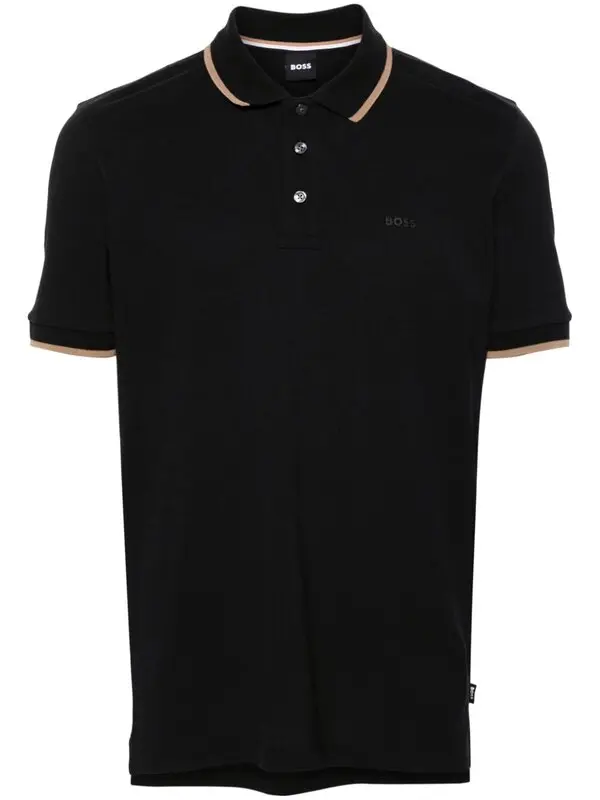 BOSS Logo-embroidered Cotton Polo Shirt - Black