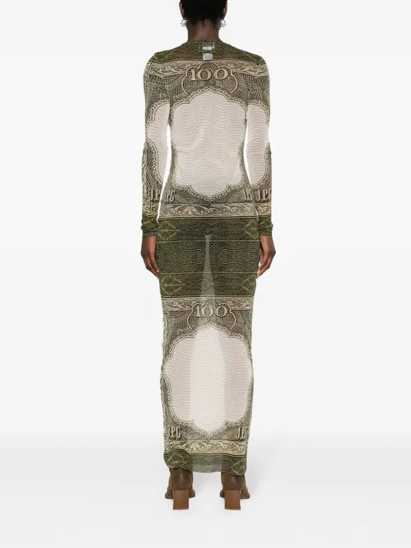 white christmas dresses Jean Paul Gaultier Soleil Embroidered Leopard Mesh Maxi Dress – Recess main image 0