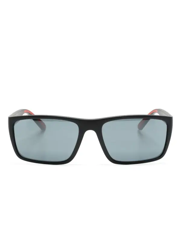 FERRARI Rectangle-frame Mirrored Sunglasses - Black