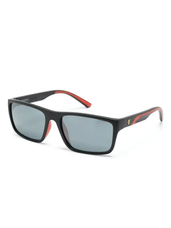FERRARI Rectangle-frame Mirrored Sunglasses - Black