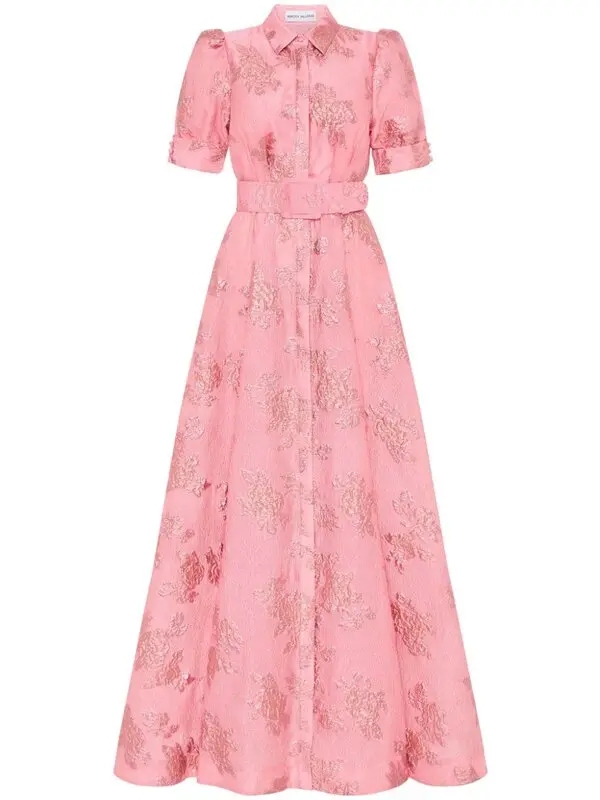 Rebecca Vallance Floral Jacquard Belted Maxi Dress - Pink
