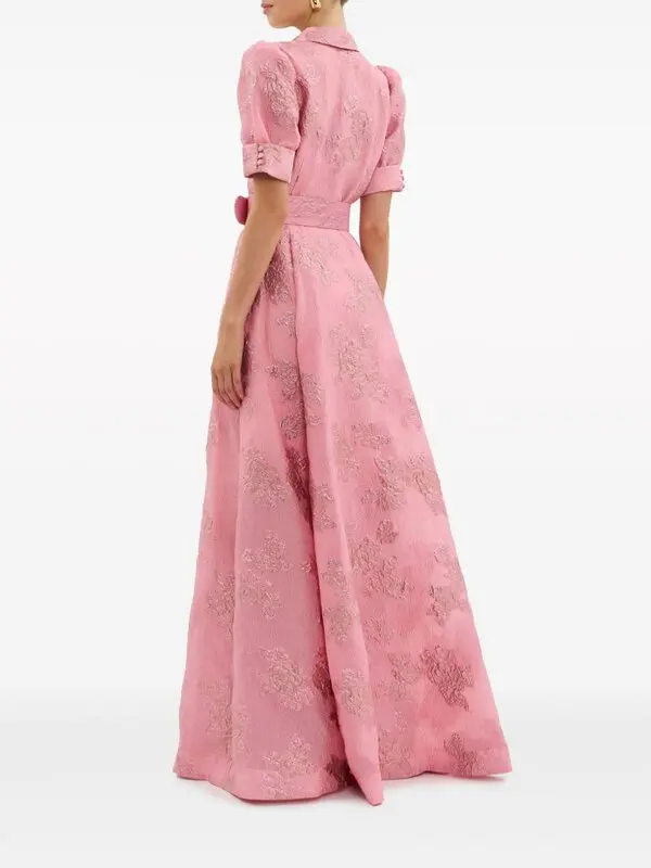 Rebecca Vallance Floral Jacquard Belted Maxi Dress - Pink