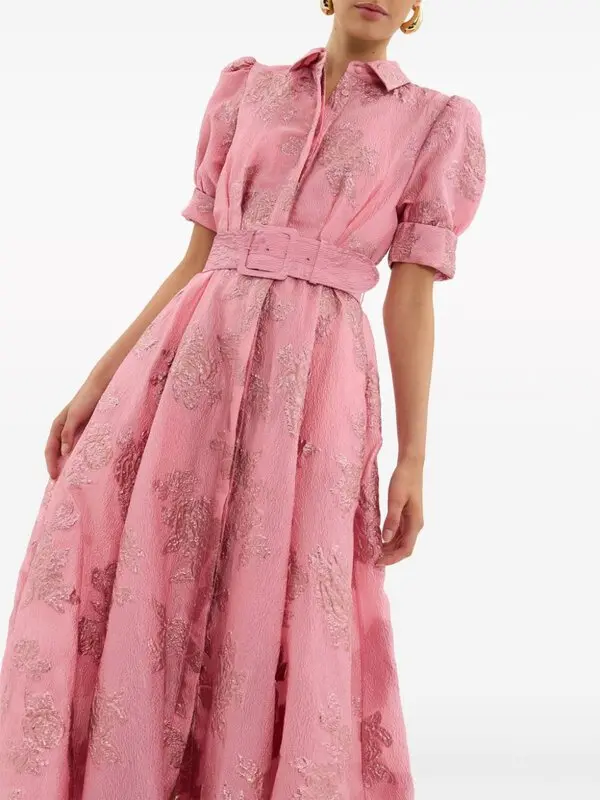 Rebecca Vallance Floral Jacquard Belted Maxi Dress - Pink