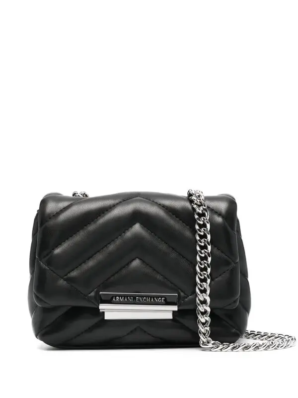 Armani Exchange Chevron-quilted Mini Bag - Black