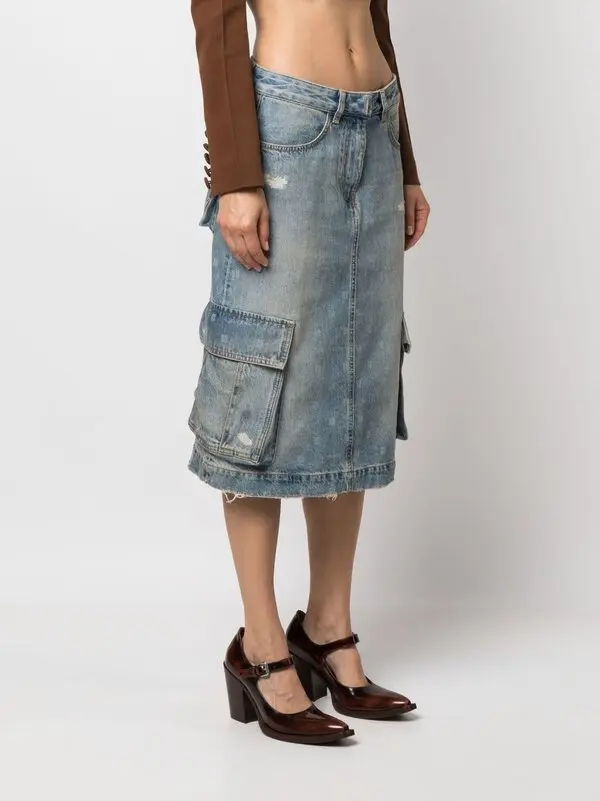 Givenchy Monogram-print Denim Cargo Skirt
