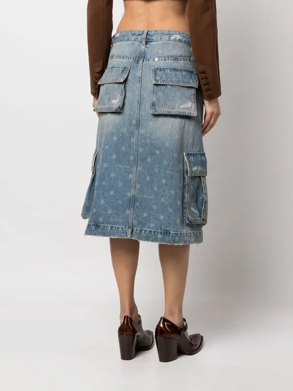 Givenchy Monogram-print Denim Cargo Skirt