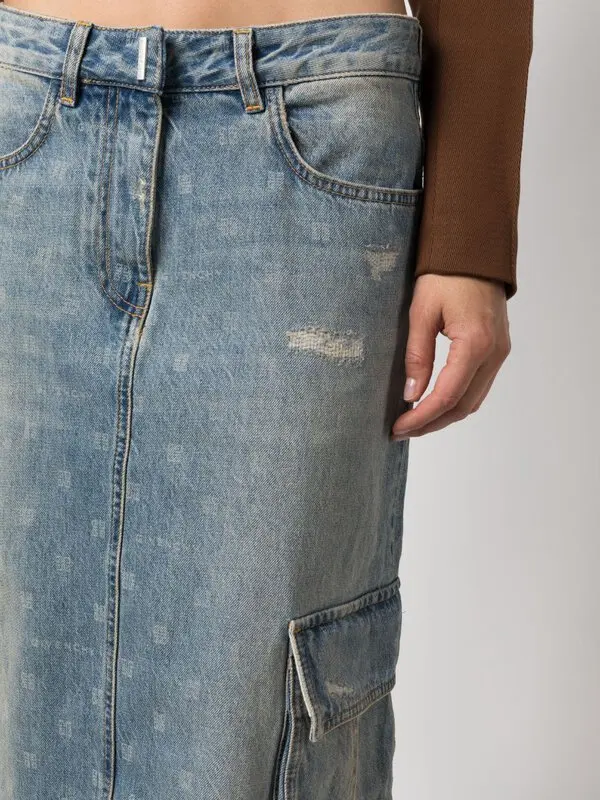 Givenchy Monogram-print Denim Cargo Skirt