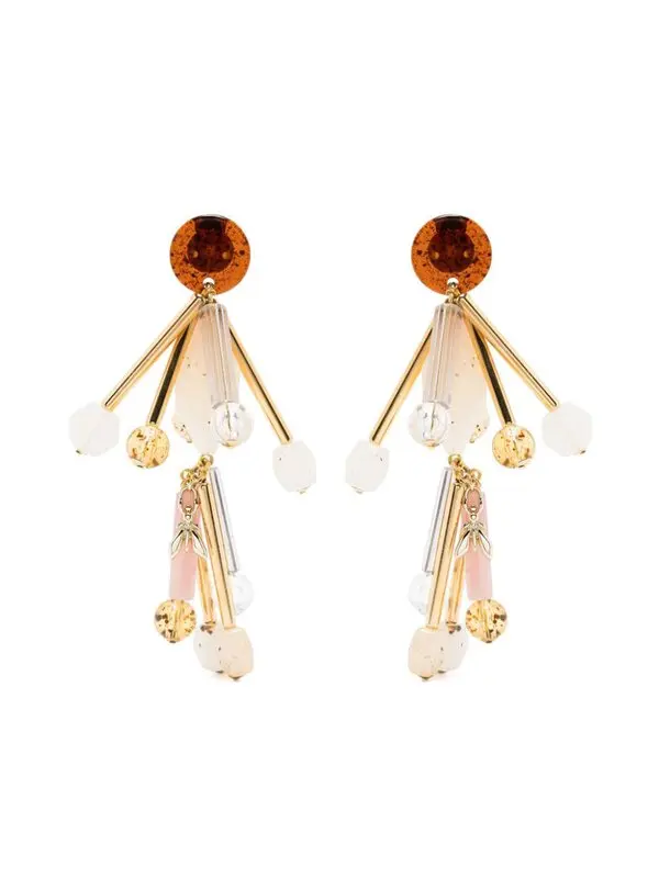 Patrizia Pepe Bead-embellished Clip-on Earrings - Neutrals