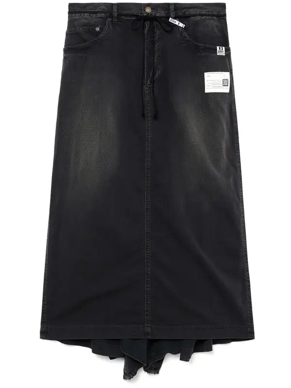 Mihara Yasuhiro Draped Denim Maxi Skirt