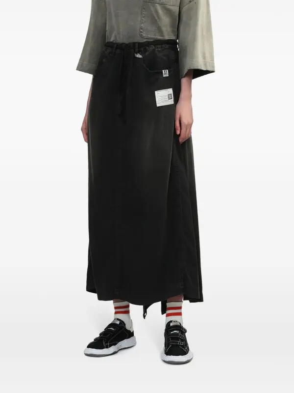 Mihara Yasuhiro Draped Denim Maxi Skirt