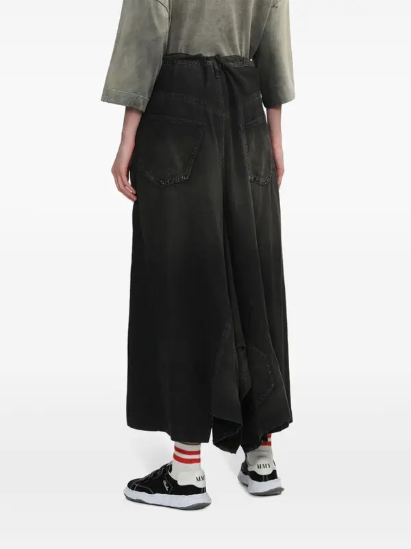 Mihara Yasuhiro Draped Denim Maxi Skirt