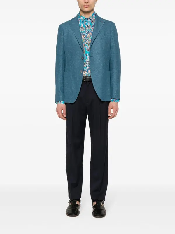 Etro Floral-print Linen Shirt - Blue