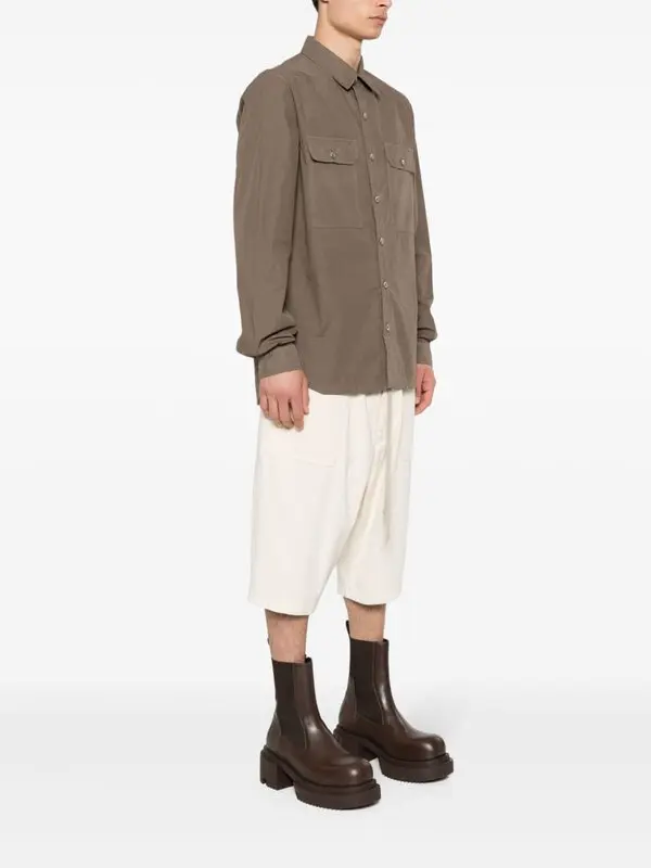 Rick Owens Organic Cotton Poplin Shirt - Brown