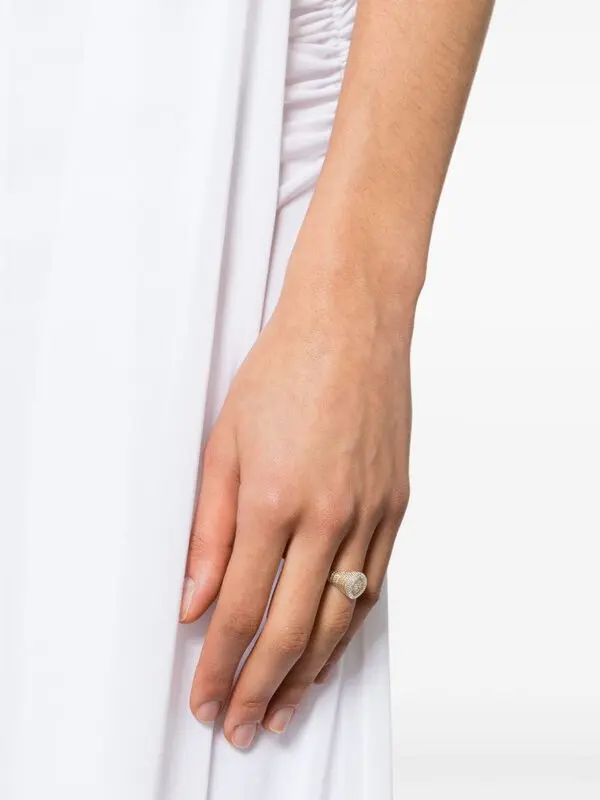 Yvonne Léon 9kt Mini Marquise Diamond Signet Ring