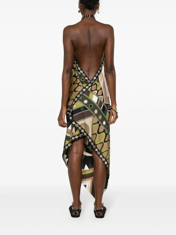 Emilio Pucci Geometric Silk Maxi Dress - Green | Editorialist