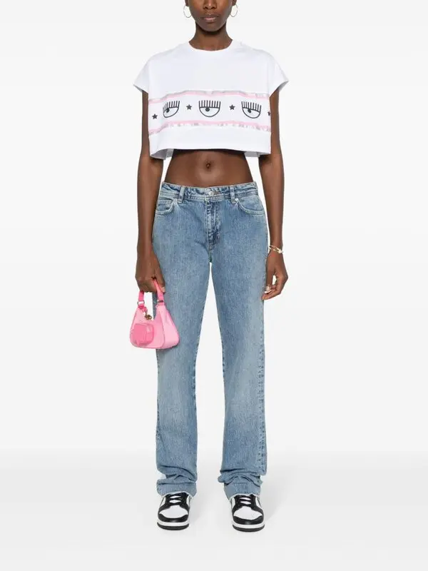 CHIARA FERRAGNI Logo-embroidered Straight Jeans