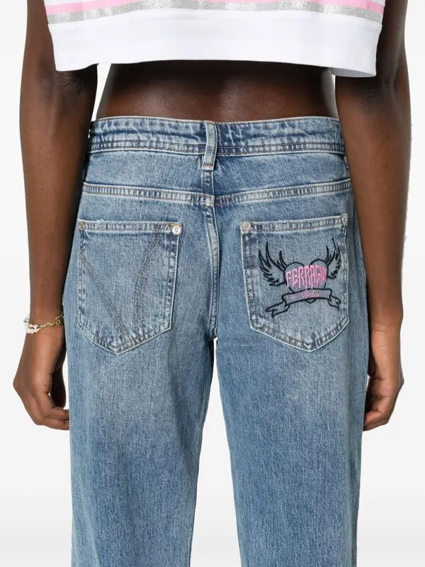CHIARA FERRAGNI Logo-embroidered Straight Jeans
