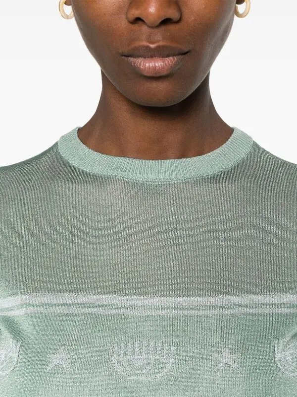 CHIARA FERRAGNI Eyelike-motif Cropped Jumper - Green