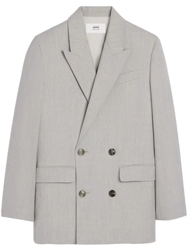 Ami Double-breasted Virgin Wool Blazer - Grey