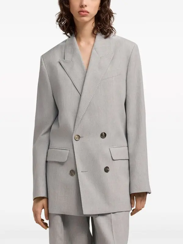 AMI Paris Double-breasted Virgin Wool Blazer - Grey