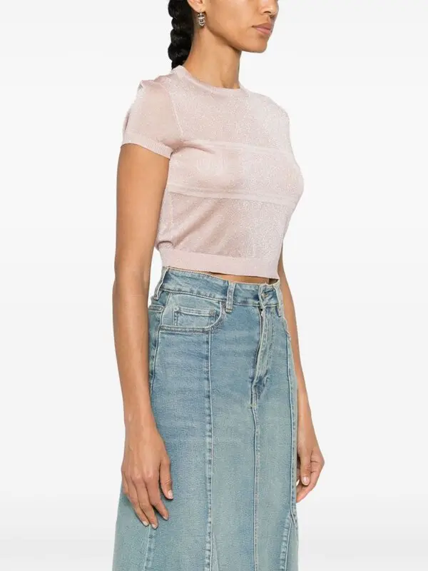 CHIARA FERRAGNI Eyelike-motif Metallic Cropped Jumper