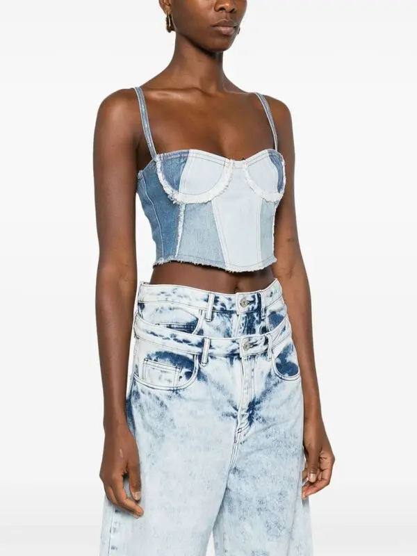 CHIARA FERRAGNI Denim Cropped Top