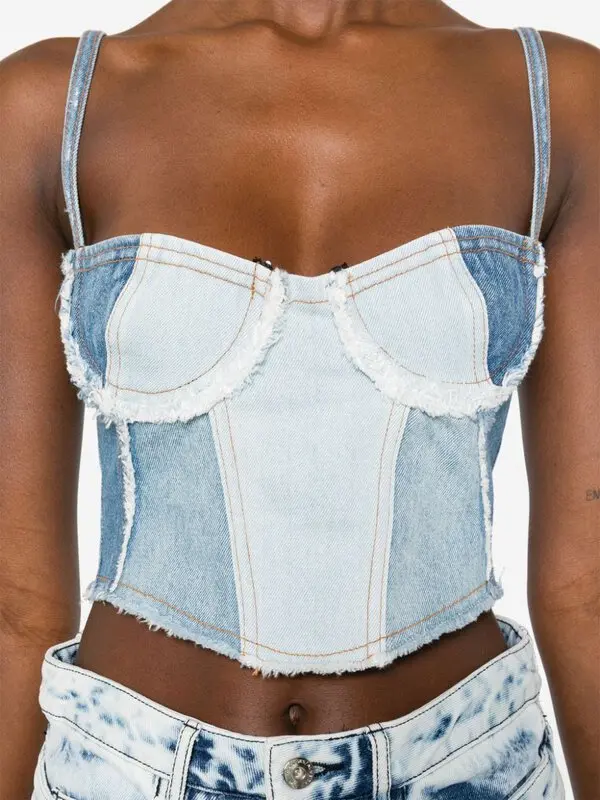 CHIARA FERRAGNI Denim Cropped Top