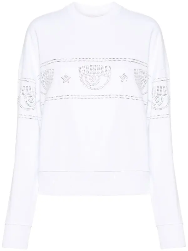 CHIARA FERRAGNI Logomania Stud-embellished Sweatshirt - White