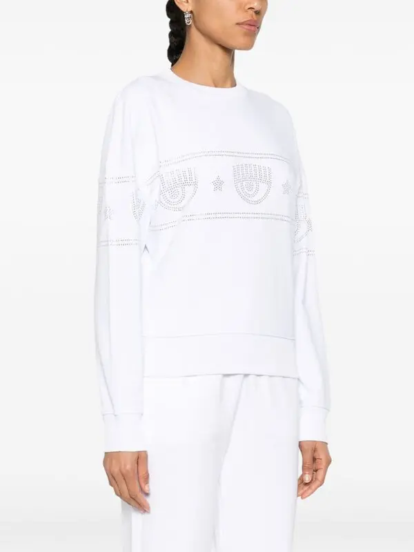 CHIARA FERRAGNI Logomania Stud-embellished Sweatshirt - White