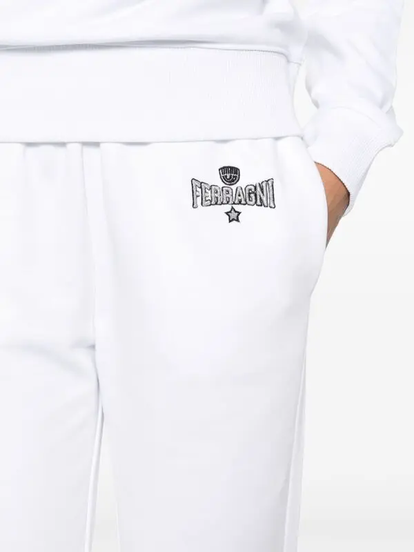 CHIARA FERRAGNI Logo-embroidered Track Pants - White