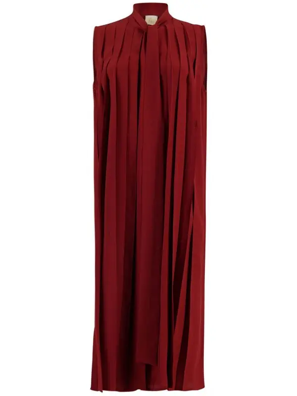 PAULA Pleated Silk Ankle-length Dress