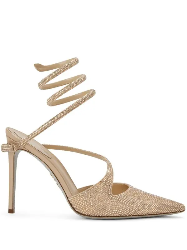 Rene Caovilla Margot Rhinestone-embellished Pumps - Gold