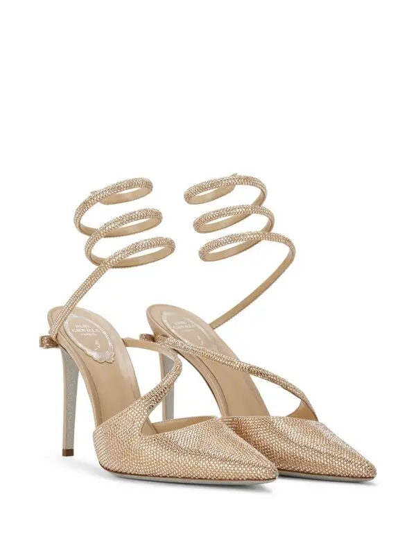 Rene Caovilla Margot Rhinestone-embellished Pumps - Gold