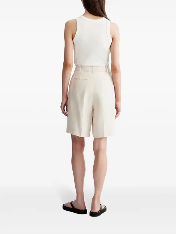 12 STOREEZ Pleated Linen Shorts - Neutrals