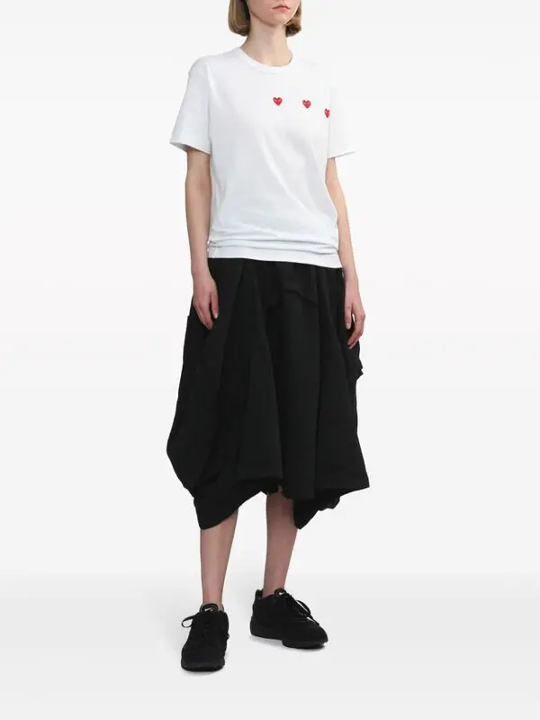 Play Comme Des Garcon Triple Hearts Cotton T-shirt