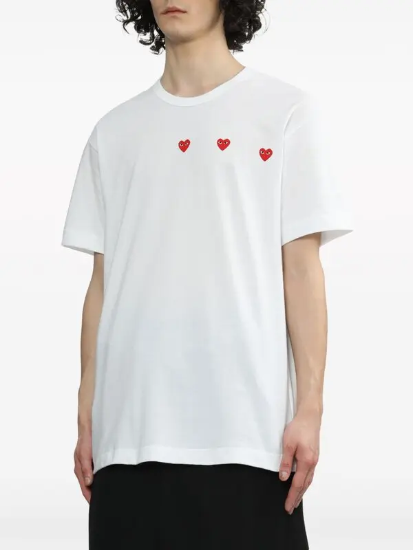 Play Comme Des Garcon Triple Hearts Cotton T-shirt