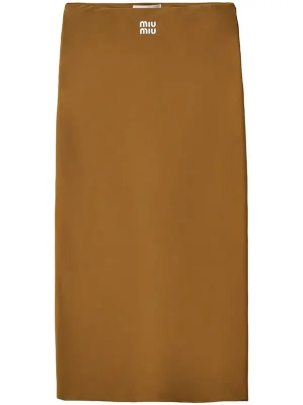 Miu Miu Rubberized-logo Midi Skirt