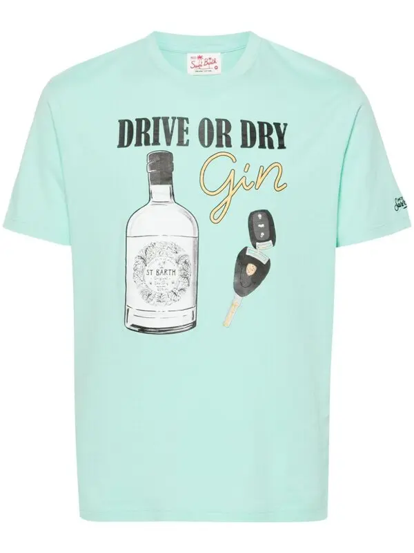 Mc2 Saint Barth Gin-Print Cotton T-Shirt In Green 4% Off