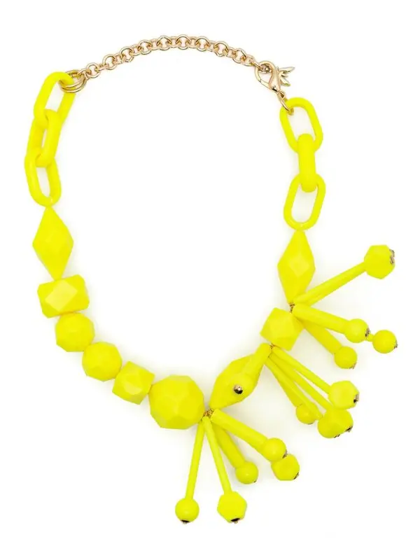 Patrizia Pepe Geometric Beaded Chain Necklace - Yellow