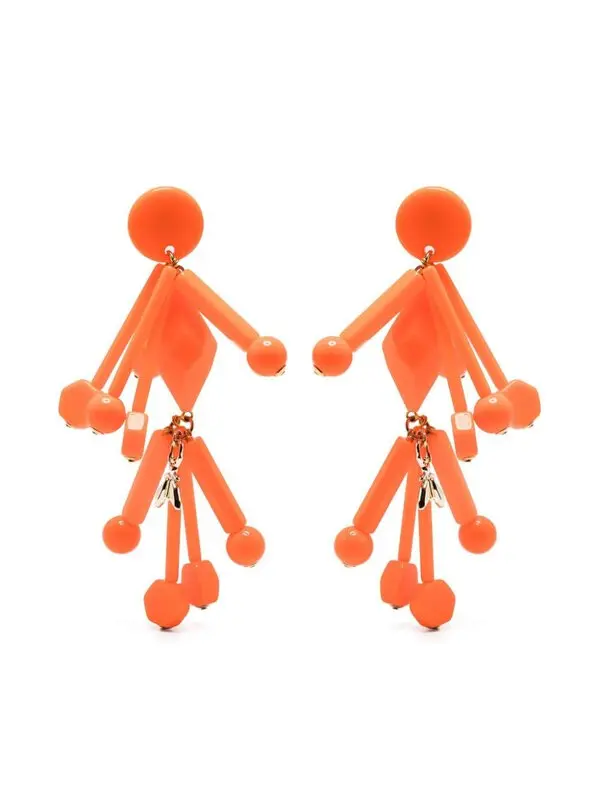 Patrizia Pepe Geometric-pendant Clip-on Earrings - Orange