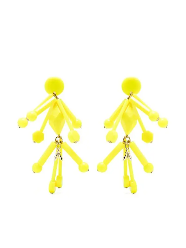 Patrizia Pepe Bead-embellished Clip-on Earrings - Yellow