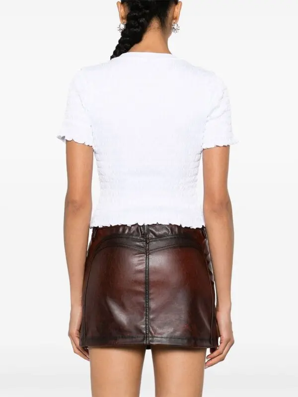 MSGM Logo-print Smocked T-shirt - White