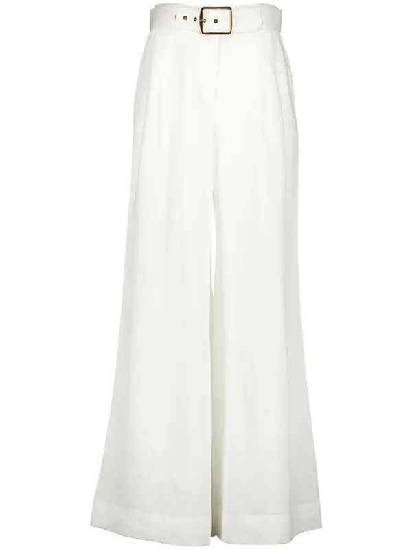 Zimmermann Wide-leg Linen Trousers - White