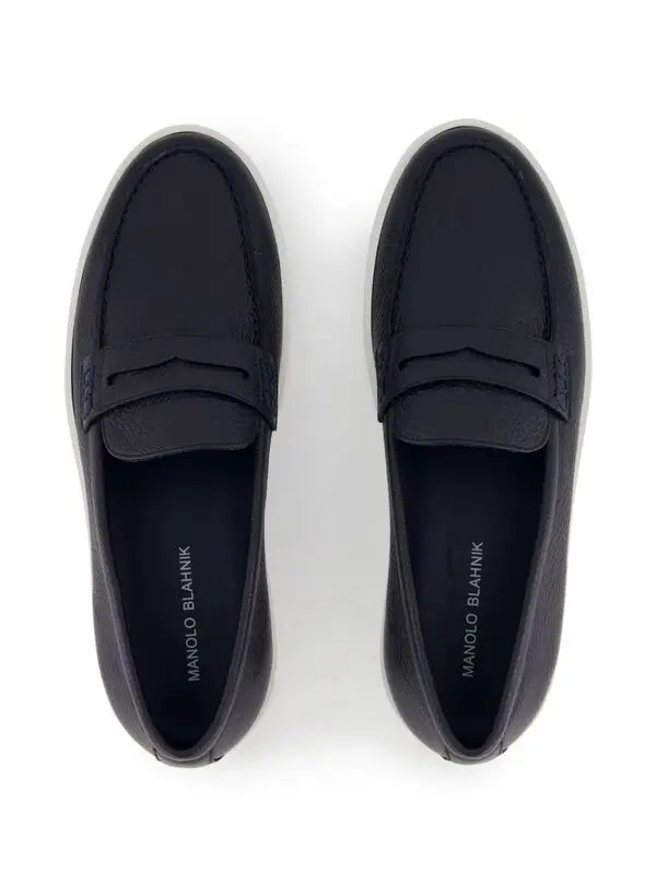 Manolo Blahnik Ellis Leather Loafers - Blue