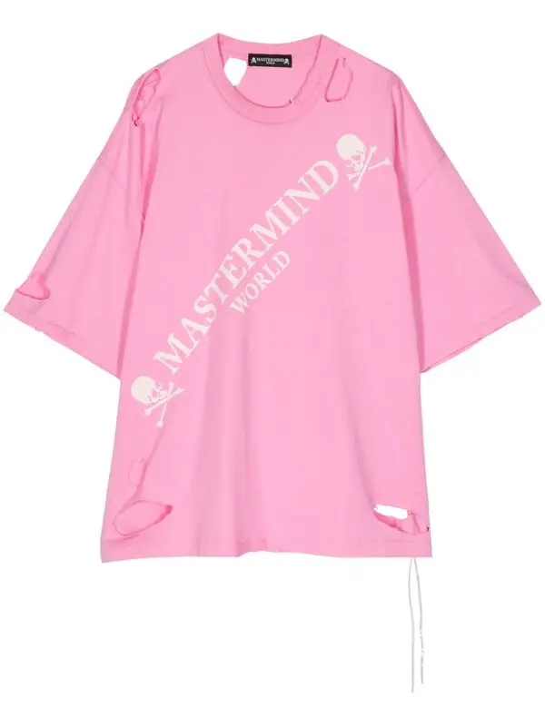 MASTERMIND WORLD Distressed-effect Cotton T-shirt
