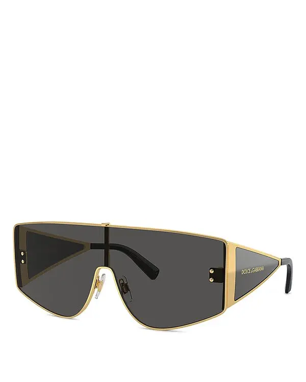 Dolce & Gabbana Rectangular Shield Sunglasses 144mm - Gold/gray Solid
