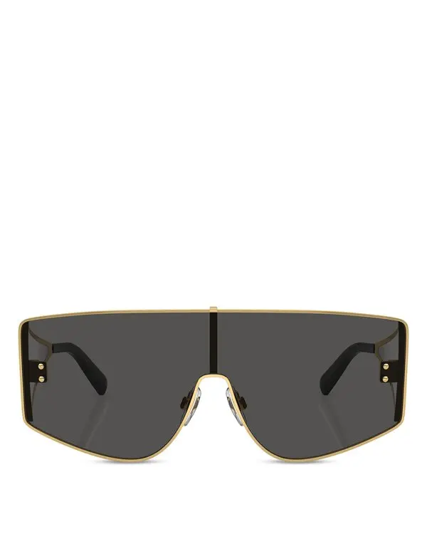 Dolce & Gabbana Rectangular Shield Sunglasses 144mm - Gold/gray Solid