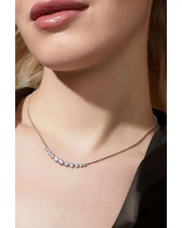 Nadri Graduated Cubic Zirconia Statement Necklace - Silver